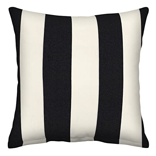 Honeycomb Outdoor Square Toss Pillow Set, 17" W x 17" L, Cabana Stripe Black & Ivory Outdoor Pillows