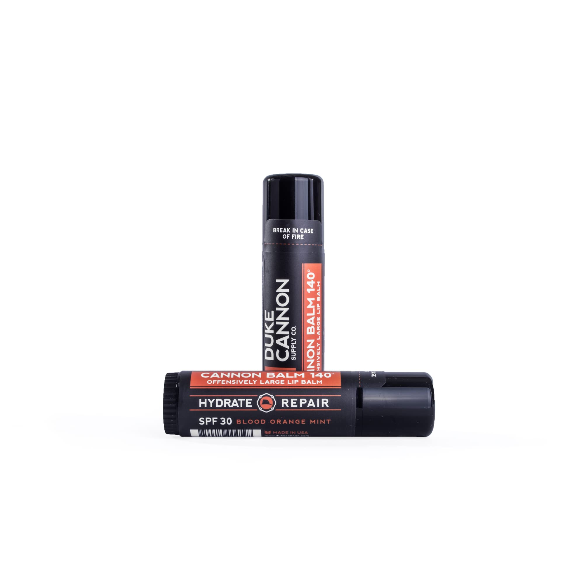 Duke Cannon Supply Co. Tactical Lip Protectant Cannon Balm 140° - (Blood Orange Mint Flavored) Superior Performance, SPF 30, Lip Balm for Hard Working Men, 0.56oz (3 Pack)