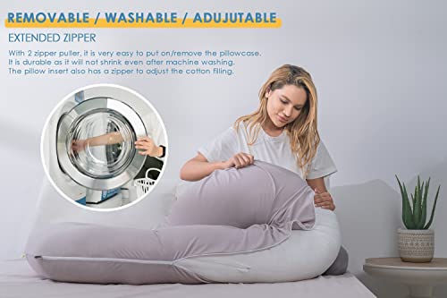 INSEN Pregnancy Pillow,Maternity Body Pillow with Velvet Cover,C Shaped Body Pillow for Sleeping (Blue Jersey)