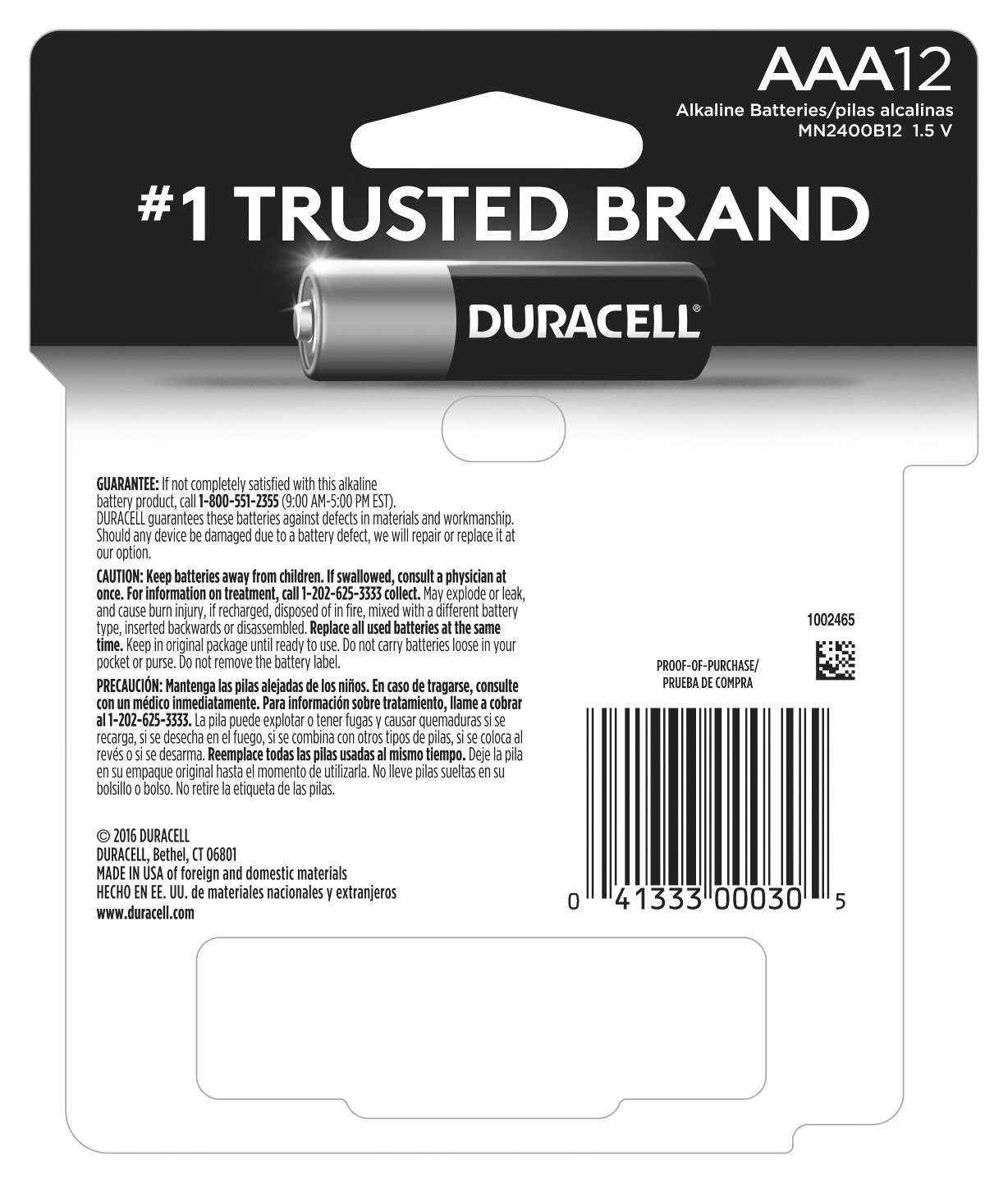 Duracell - CopperTop AAA Alkaline Batteries - long lasting, all-purpose Triple A battery for household and business - 12 Count (Pack of 1)