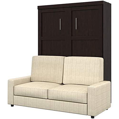 Bestar Pur 78W Queen Murphy Bed and a Sofa in Chocolate