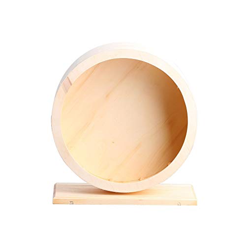 shlutesoy Pet Supplies Animals Toys Wooden Mute Roller Hamster Running Exercise Mouse Sports Wheel Pet Toy Wood Color M