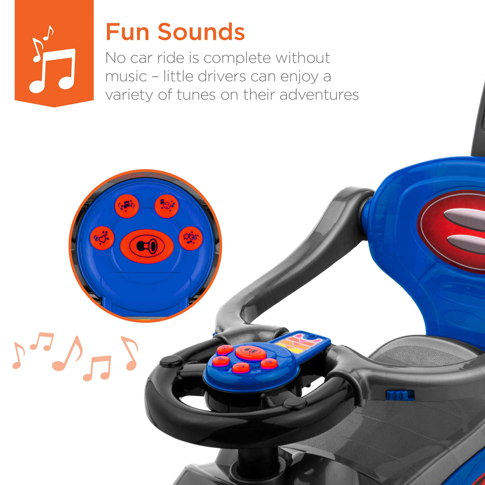 Best Choice Products Kids 3-in-1 Push and Pedal Car Toddler Ride On w/Handle, Horn, Music - Red