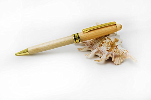 JASON YUEN 5PCS PACK Wooden Eco pen White wood ballpoint pens with gold accessories (Model A, 5PCS WHITE WOODEN)