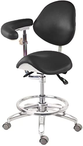 BONEW Global-Dental Saddle Chair Office Stool Dentist's Doctor's Assistant's Deluxe Chair PU Leather