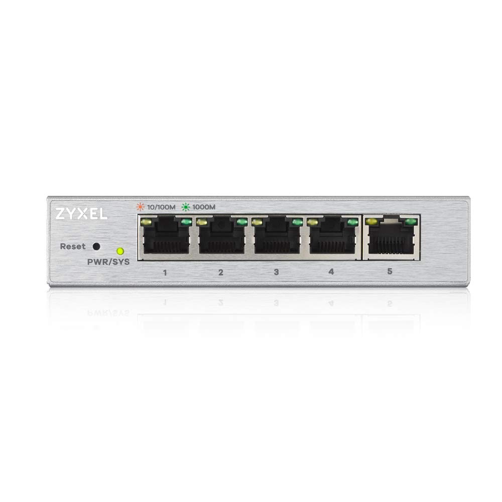 Zyxel 5-Port Gigabit Ethernet Web Managed Switch | VLAN Support | Sturdy Metal Case | Desktop or Wall-Mount | Fanless |Limited Lifetime Warranty | QoS | Ethernet Splitter | GS1200-5