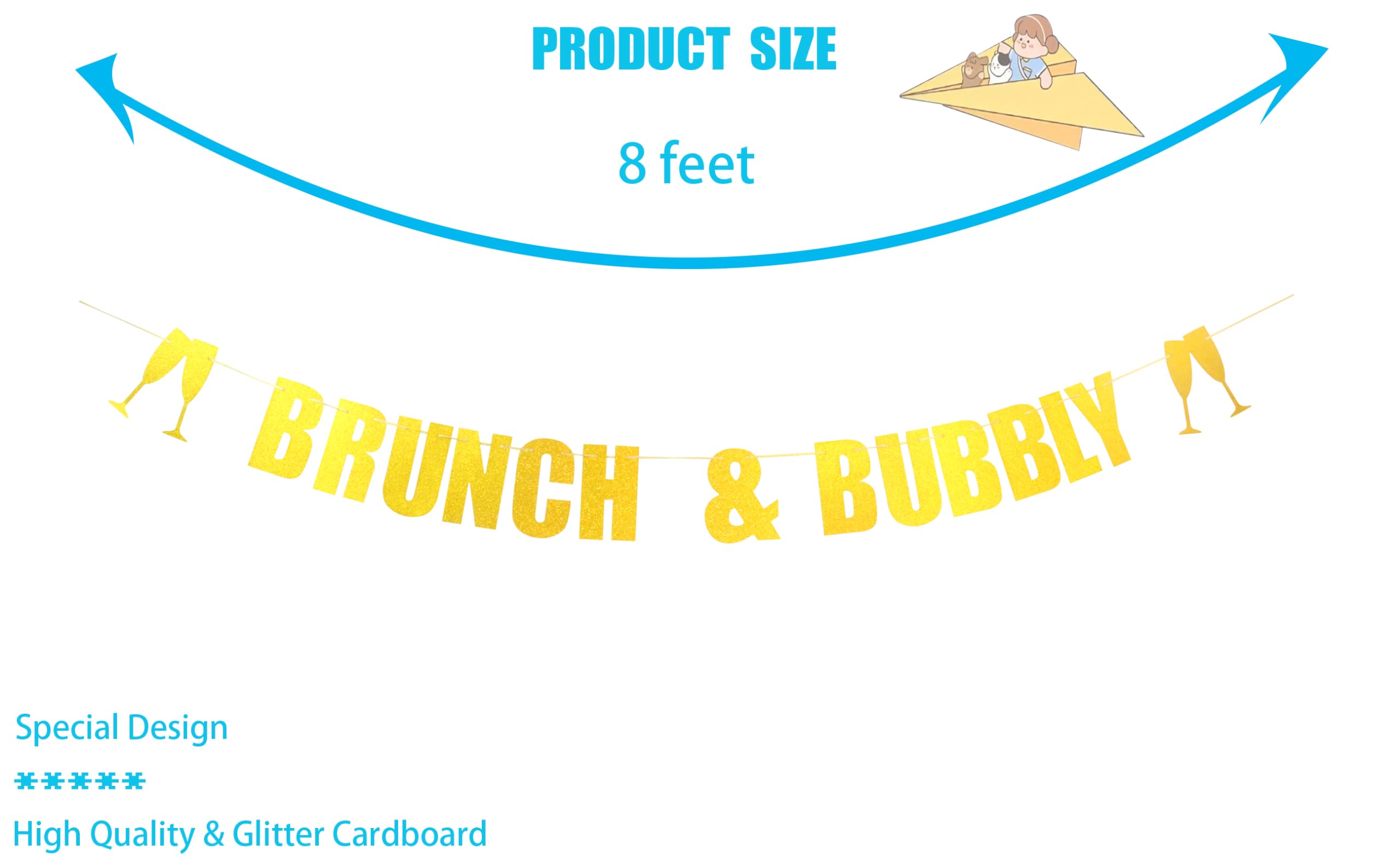 Brunch & Bubbly Banner, Bridal Shower Banner,Bubbly Bar Sign, Bachelorette Party Decor, Brunch Party Decorations Gold Glitter