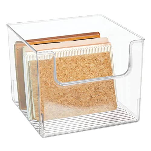 mDesign Plastic Home Storage Organizer Bin for Cube Furniture Shelving in Office, Entryway, Closet, Cabinet, Bedroom, Laundry Room, Nursery, Kids Toy Room - Open Front - 2 Pack - Clear