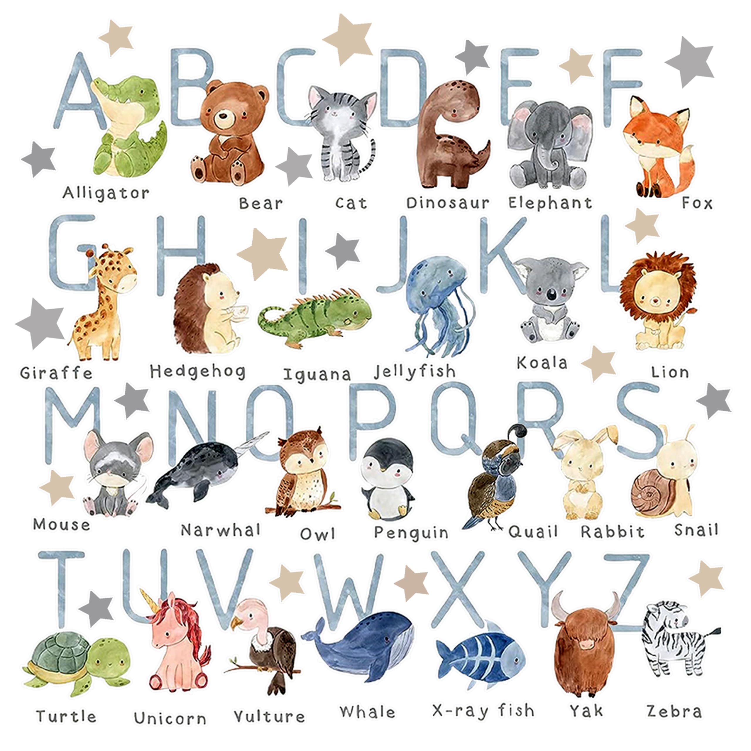 ABC Wall Stickers, Alphabet Wall Decals, Animal Alphabet Wall Decals, Classroom Wall Decals, ABC Wall Decals, Wall Stickers for Kids ABC Letters, ABC Decal for Kids Room