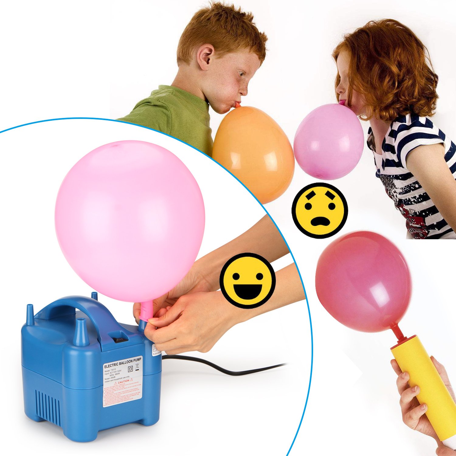 AGPtek 680W High Power Two Nozzle High Power Electric Balloon Inflator Pump Portable Blue Air Blower,Inflate in One Second, BP3-EU