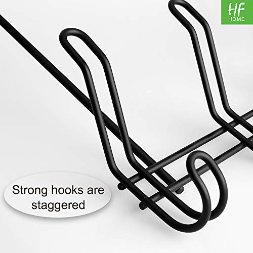 Over Door 10 Hooks Metal Storage Organizer Rack for Coats, Hoodies, Hats, Towels, Stylish Over Door Hanger for Home or Office Use, Heavy-Duty Iron Wire Black