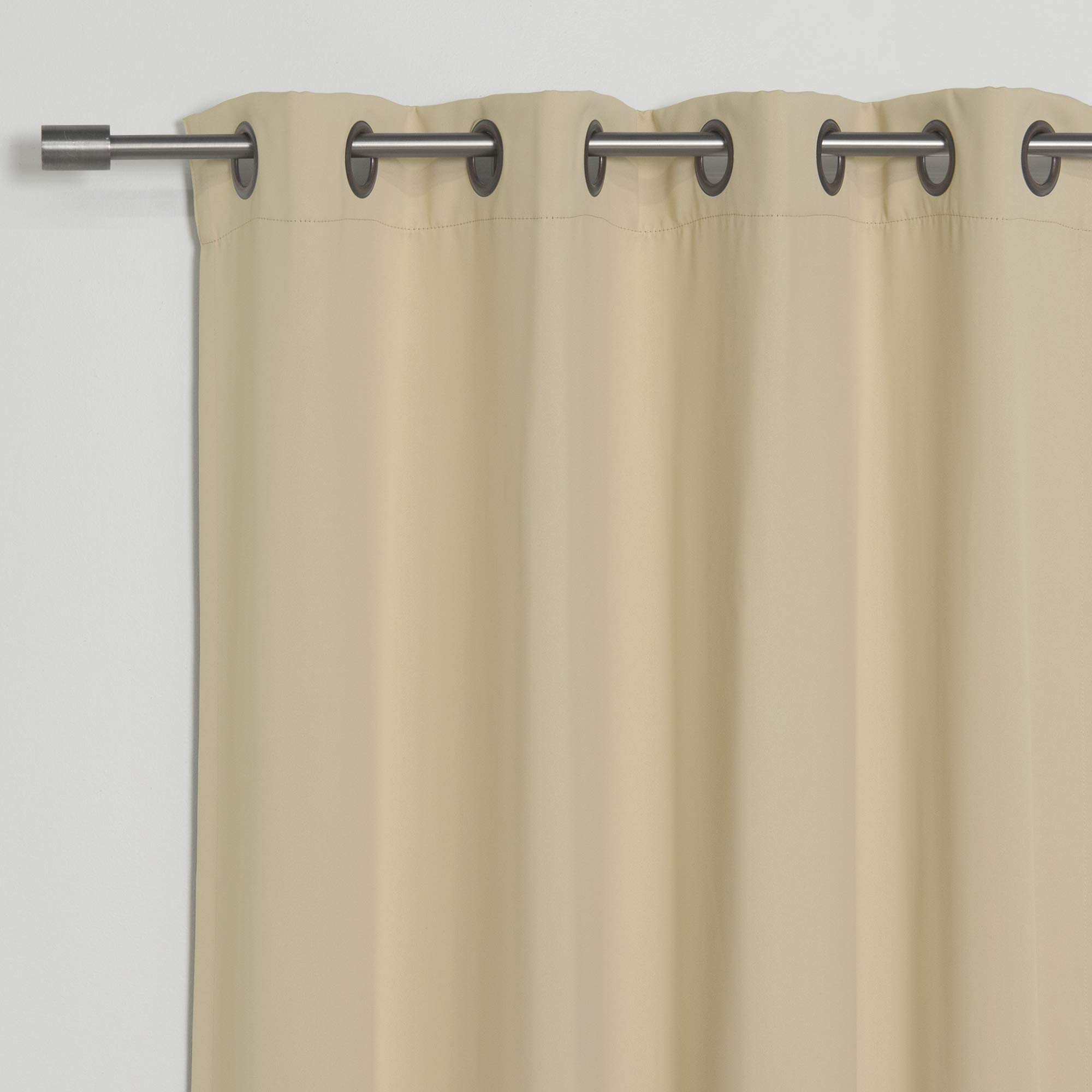 Best Home Fashion Basic Thermal Insulated Blackout Curtains - Antique Bronze Grommet Top - Beige - 52" W x 63" L – (Set of 2 Panels)