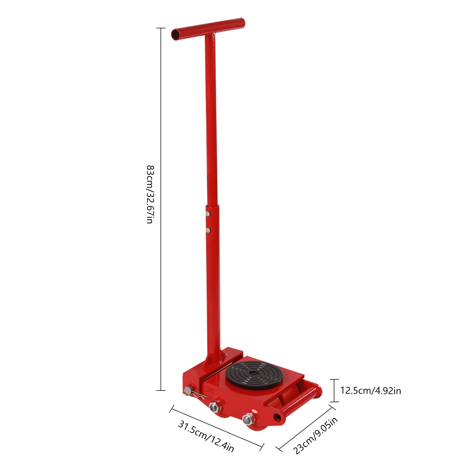 4pcs Machinery Mover with 2 Handles, 6T Machinery Skate Dolly, 13200lbs Machinery Moving Skate, Machinery Mover Skate w/ 360° Rotation Cap and 4 Rollers, Heavy Duty Industrial Moving Equipment, Red