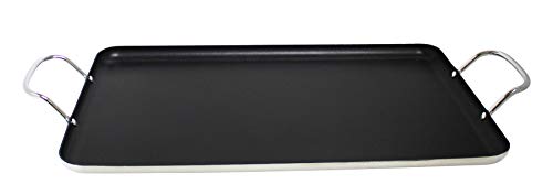 Imusa USA Nonstick Stovetop Double Burner Griddle with Metal Handles, 17-Inch, Black