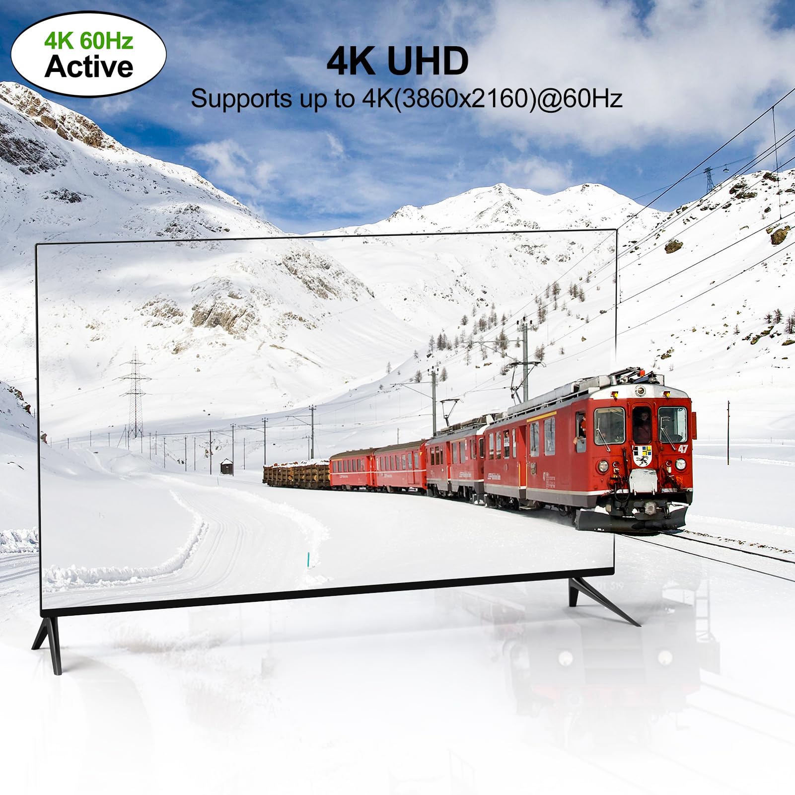 UVOOI Active Mini DisplayPort to HDMI Cable 10 Feet, Mini DP to HDMI Cord Supporting Eyefinity Technology & 4K@60Hz, 1440P@144Hz Resolution