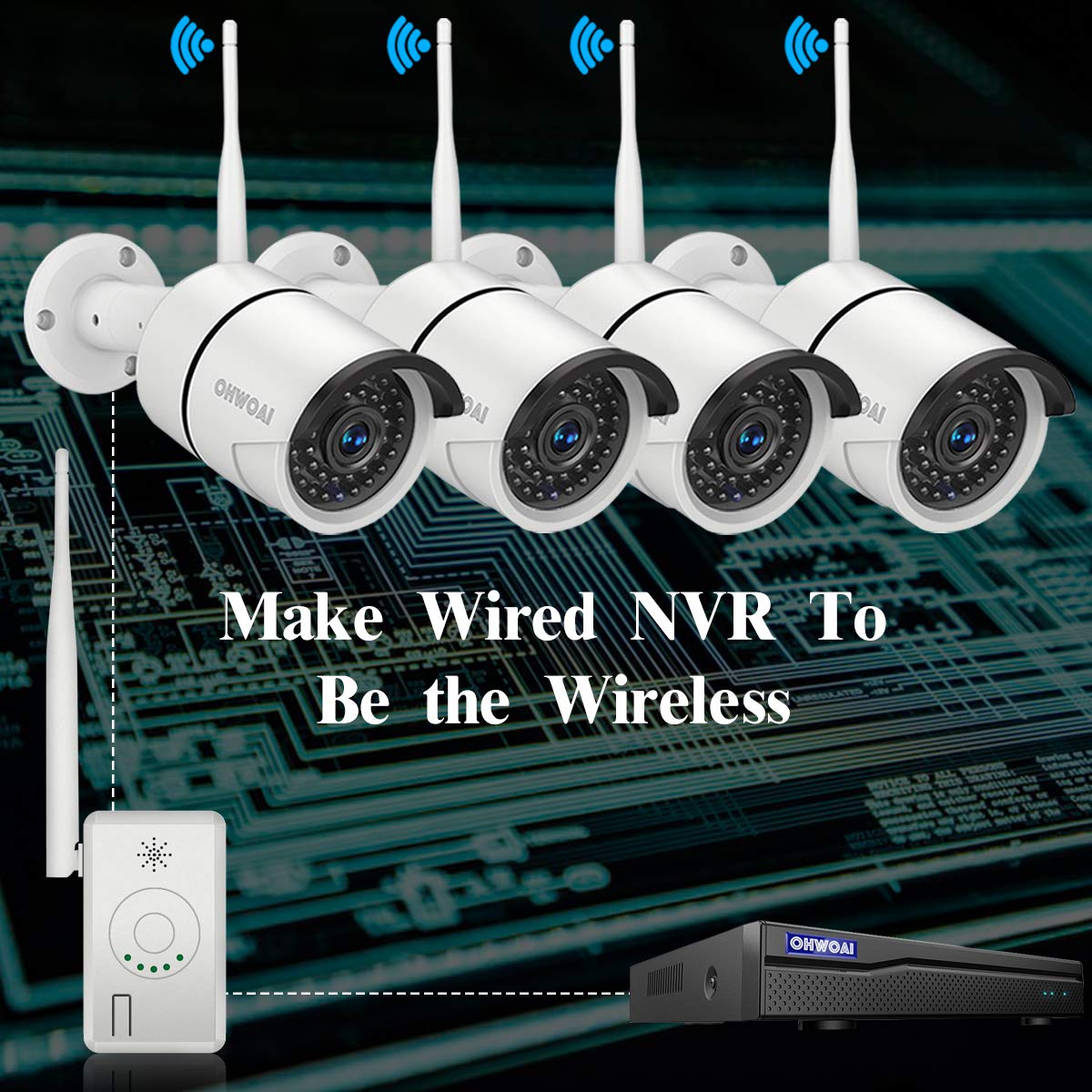 WiFi Range Extender, Wireless Security Camera Range Extender, Surveillance Camera WiFi Repeater, Wireless Extender with Power Supply, Wireless Network Repeater
