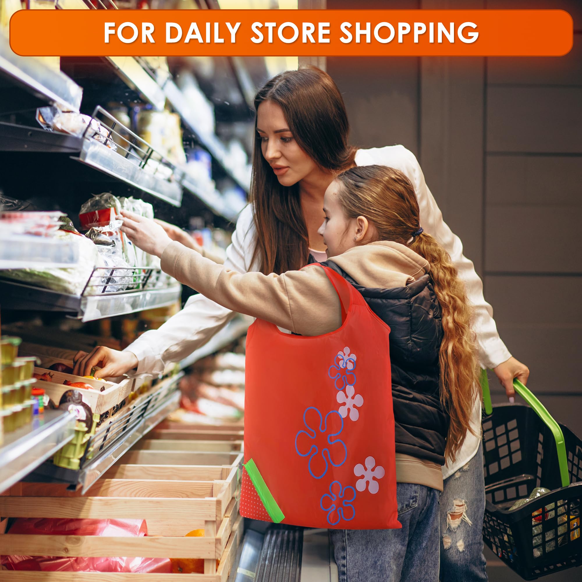 5 Pcs Cute Reusable Grocery Bags in Pouch - Fruit Shaped Reusable Bags With Handles Reusable Shopping Bags Foldable Fruit Tote Bag Washable Grocery Bags - Foldable Reusable Shopping Bag Folding Bags