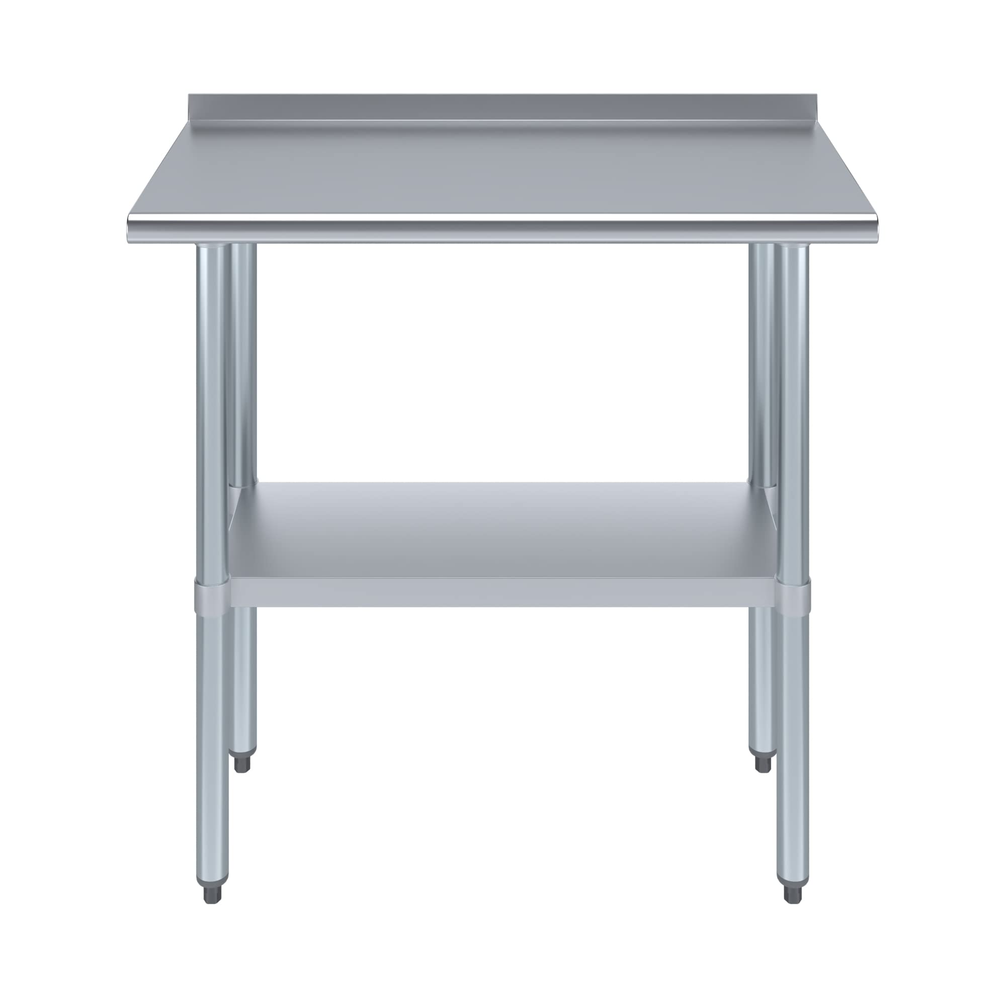 AmGood 36" Long x 18" Deep Stainless Steel Work Table with 1.5" Backsplash | Metal Kitchen Food Prep Table | NSF