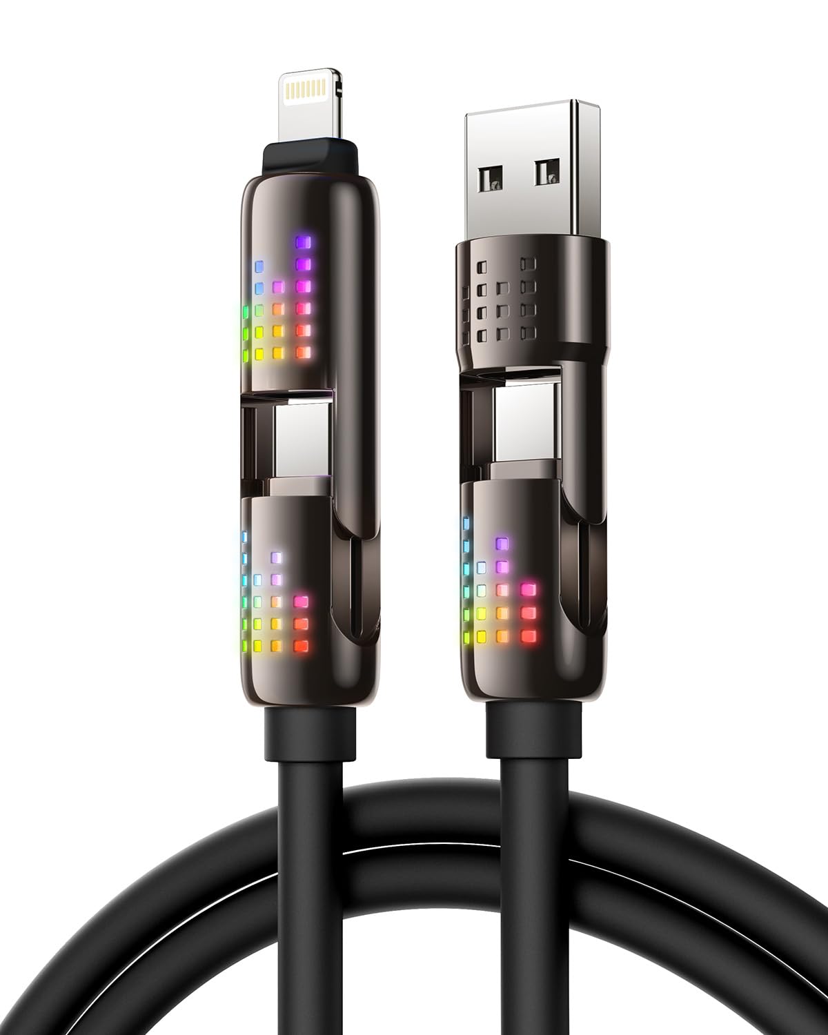 Syncwire 4-in-1 USB Charging Cable (3FT) 240W Multi-Port USB/USBC to USB C/Lightning Fact Charging Cable for iPhone series, MacBook Pro/iPad, Galaxy S24/S23+, iPhone 16/15, Android Auto etc