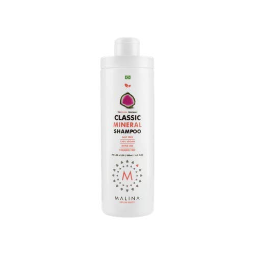 Malina Classic Mineral Hair Shampoo 100% Vegan, Salt-Free and Paraben Free with Tourmaline Treatment For Hydration, Shiny, Soft, Silky, Anti-Frizz Hair.