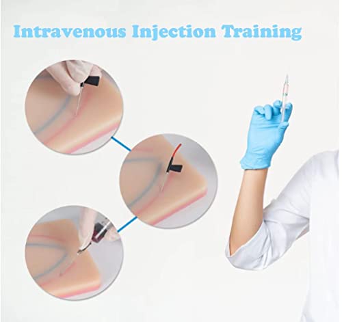 Injection Training Pad Model, Reusable and Durable for Medical Students Practice/Training,4 Veins Imbedded 3 Skin Layers