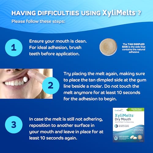 Oracoat Xylimelts for Dry Mouth Relief, Mild Mint (Pack of 3), 40 Count