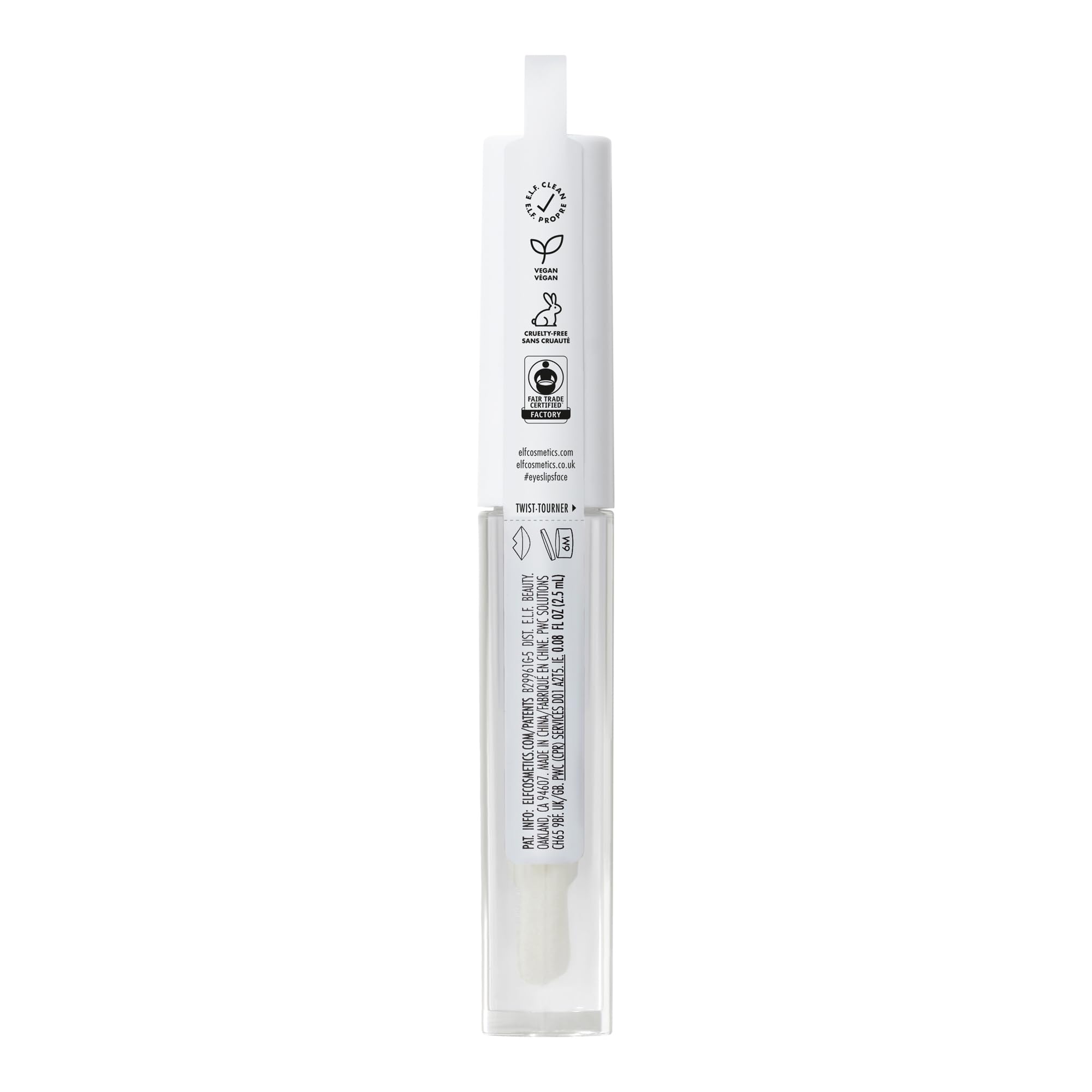 e.l.f. Lip Lacquer, Nourishing, Non-Sticky Ultra-Shine Lip Gloss With Sheer Color, Infused With Vitamins A & E, Vegan & Cruelty-Free, Clear