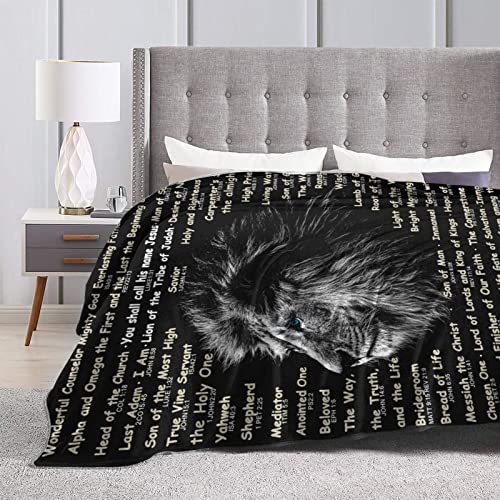 Bible Verse Blanket Christian Gifts (80x60inch)- Religious Throw Blanket Soft Lightweight Cozy Plush Warm Lion Blankets for Women Men