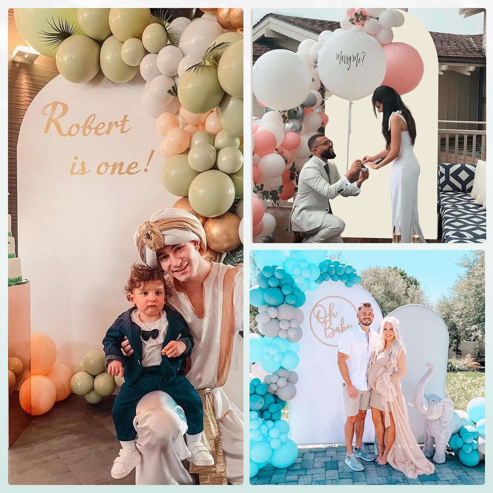 7.2 FT Arch Backdrop Cover 2 Sided Color Chiara Backdrop Cover with Zipper Spandex Fitted Round Top Wedding Arch Stand Covers High Elasticity Arch Cover Backdrop Fabric for Baby Shower Birthday Party