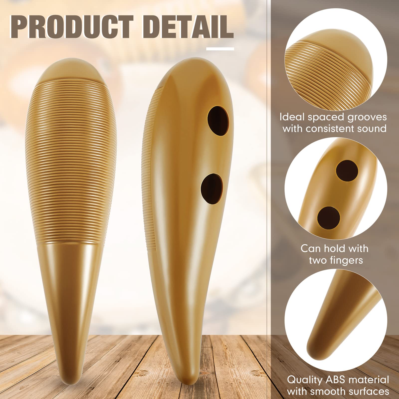 4 Pcs Guiro Instrument 3.3" x 12" Fish Shaped Latin Percussion Instrument ABS Guiro Percussion with Scraper Musical Training Tool for Beginners Professional Band Accompaniment Brown Music