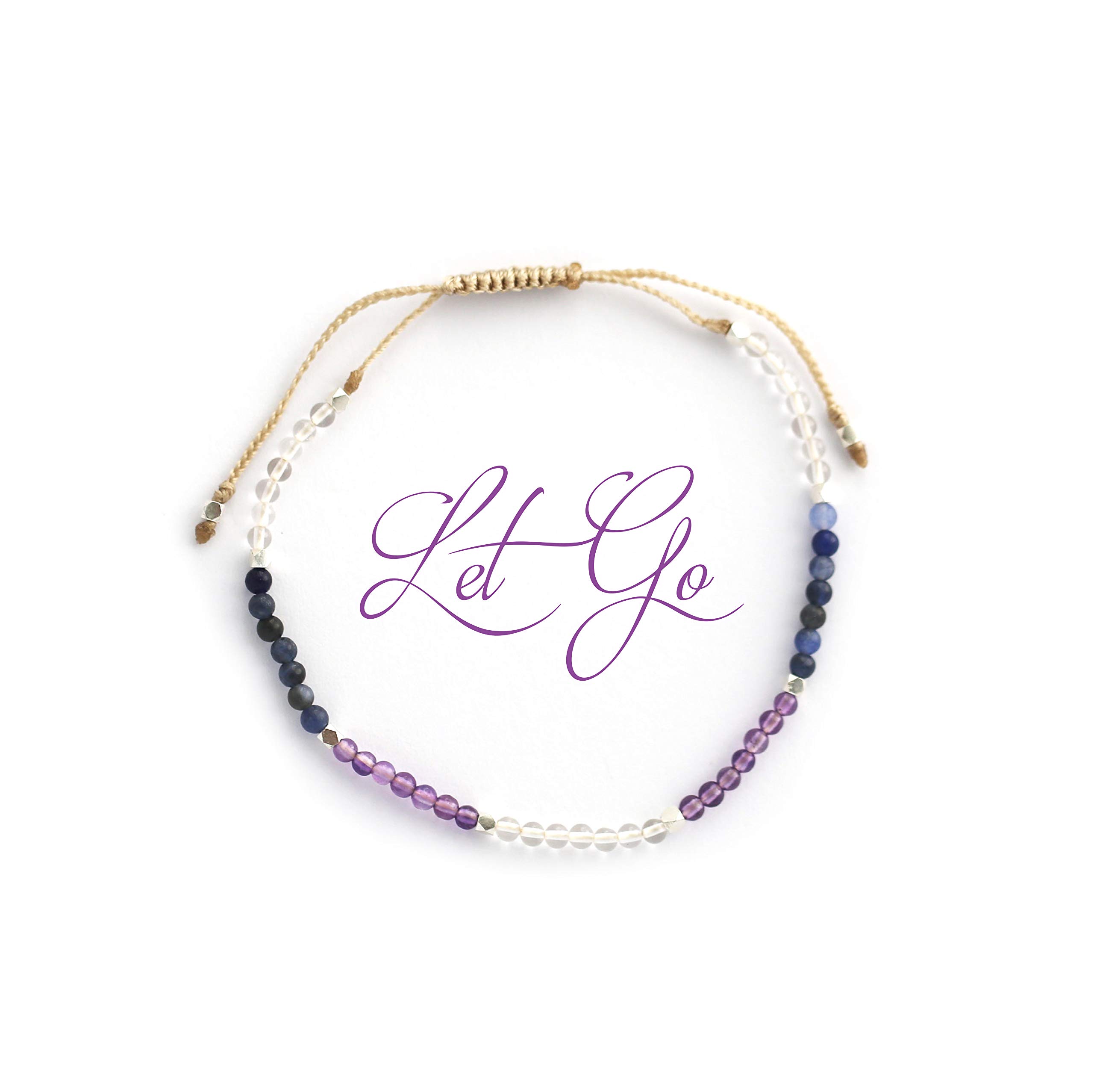 BALIPURA - Let Go Aura Bracelet for Women - 2mm SMALL (TINY) BEADS Healing Crystal, Natural Gemstones, Clear Quartz - 925 Solid Silver Beads - Essential Women Real Stone - (Let Go)âŚ