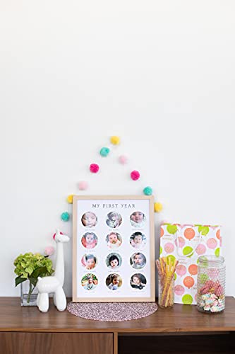 Pearhead Baby's First Year Photo Frame, Monthly Growth Baby Picture Frame, Gender-Neutral Baby Frame, Wooden
