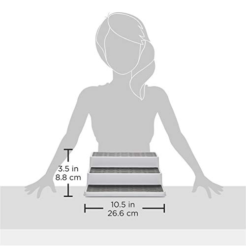 Copco 5257350 Non-Skid 3-Tier Spice Pantry Kitchen Cabinet Organizer, 2 Pack, Grey 2 & Basics Non-Skid Pantry Cabinet Lazy Susan Turntable, 12-Inch, White/Gray