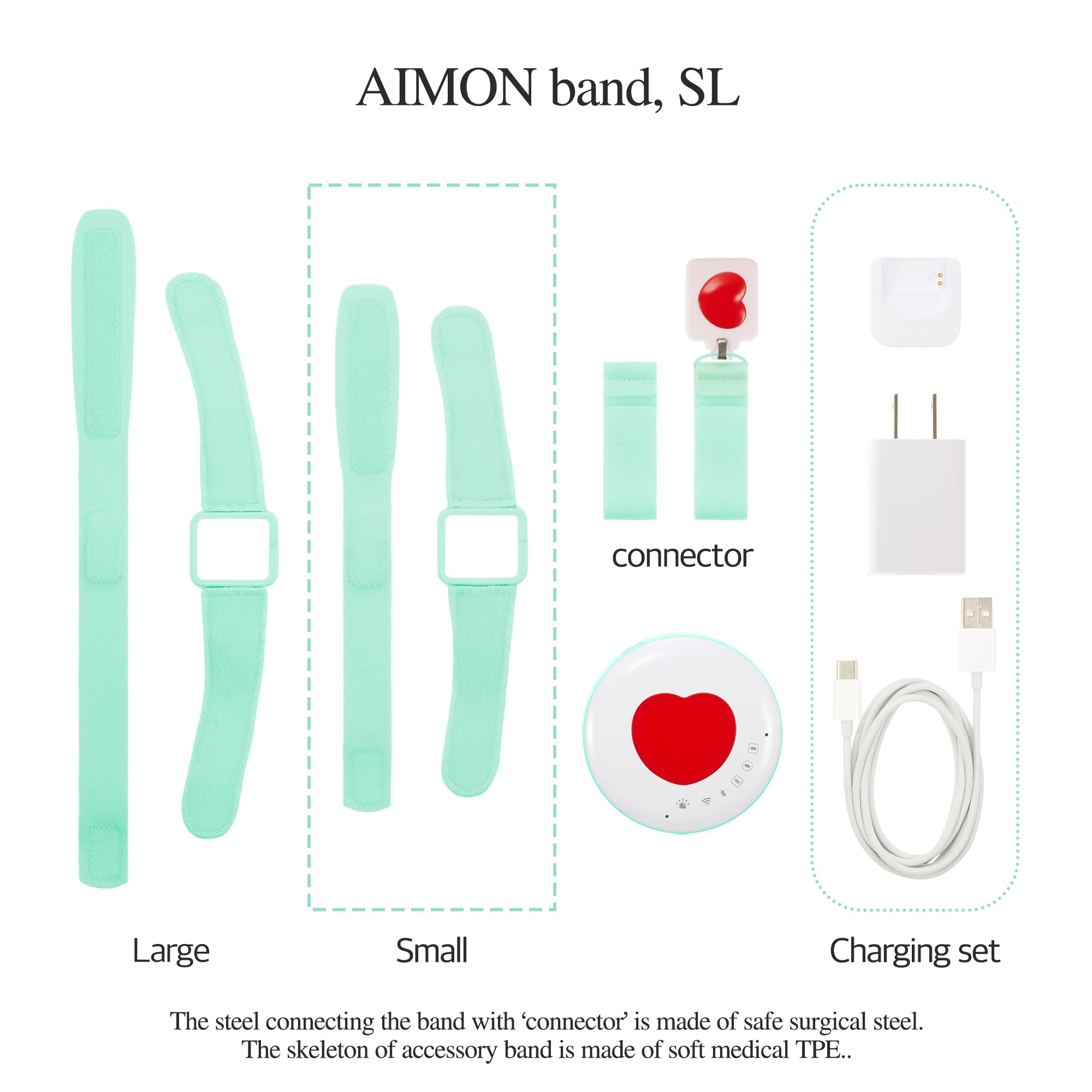 AIMON Smart Band Baby Monitor - Tracks Heart Rate, Average Oxygen as Sleep Quality Indicators. Tracks Temperature, Falling and Crying Too. Has 2 Sizes(Small+Large) for 0~35months.