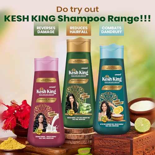 KESH KING Anti Hairfall Shampoo | with Ayurvedic Herbs & Aloe Vera | Provides Healthy Nourished Scalp | for Shiny Smooth Hair | 11.49 Fl Oz/340ml