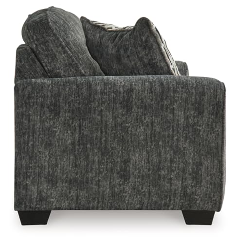 Signature Design by Ashley Lonoke Modern Loveseat with 2 Accent Pillows, Gray