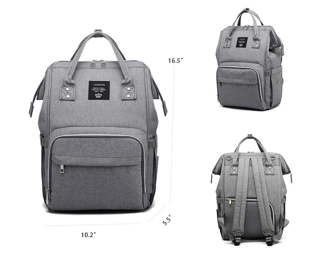 Starte Baby Diaper Bag Backpack with USB Charging Port &Stroller Hooks Travel Back Pack,Light Grey