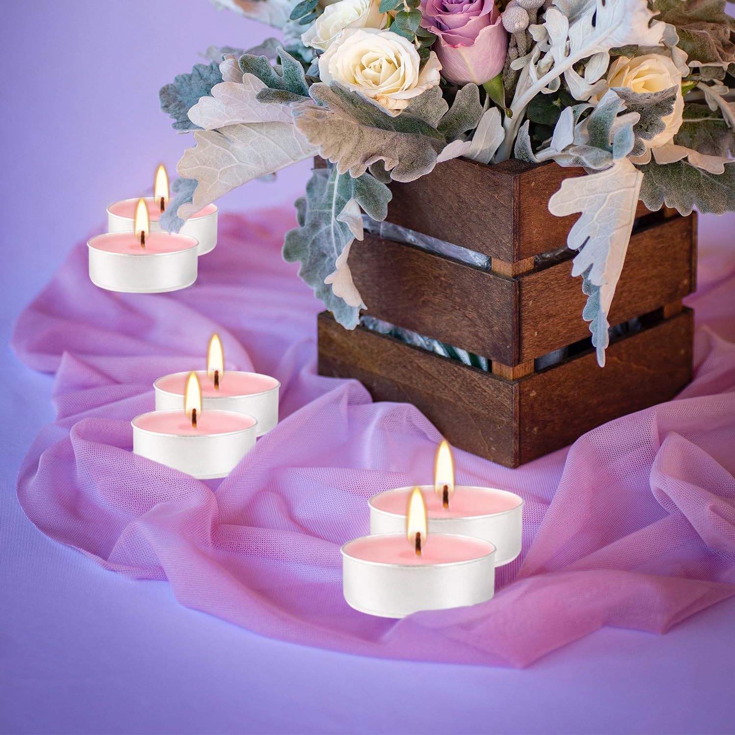 4 Hour Scented Tealight Candles 100 Pack, Cherry Blossom Votive Candles Set for Home Scented, Fragrance Candle for Restaurant Dinner Weddings Baby Showers(Black)
