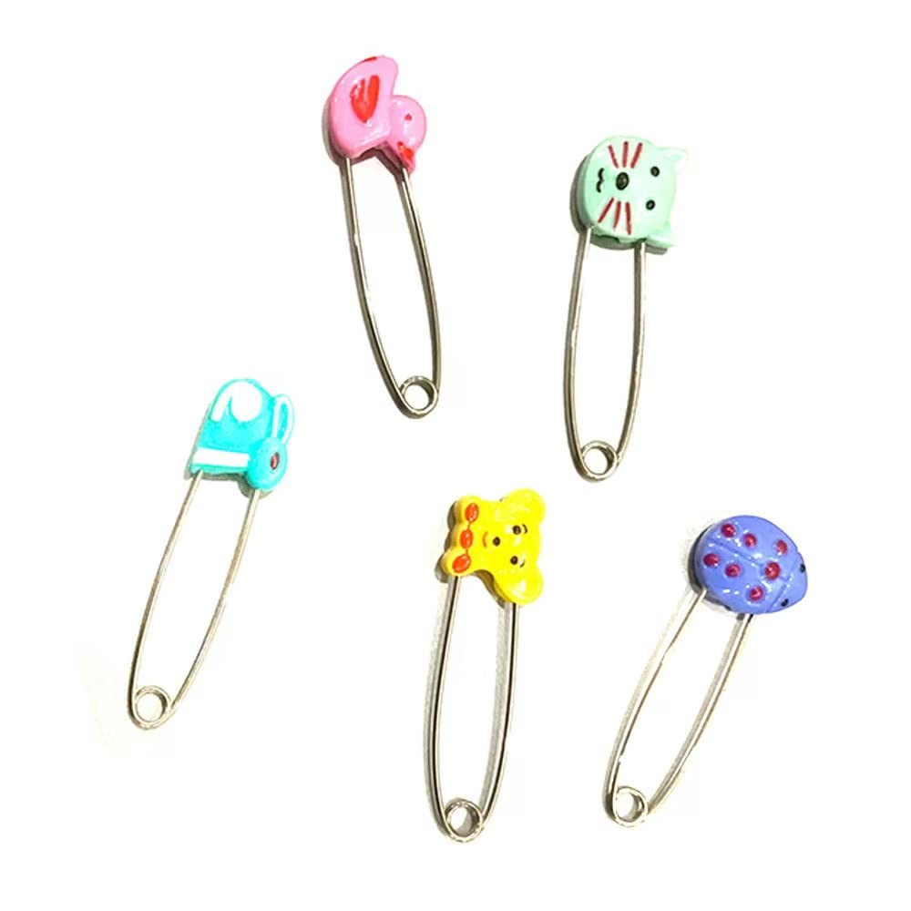 GTONEE Cute Animal Fruit Baby Safety Pins Secure Clips for Fastening Baby Clothes Diaper Napkins Stainless Steel 5CM 30PCS (Animal)