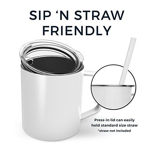 Maars Townie Insulated Coffee Mug, 14 oz | Double Wall Vacuum Sealed Camp Cup - White