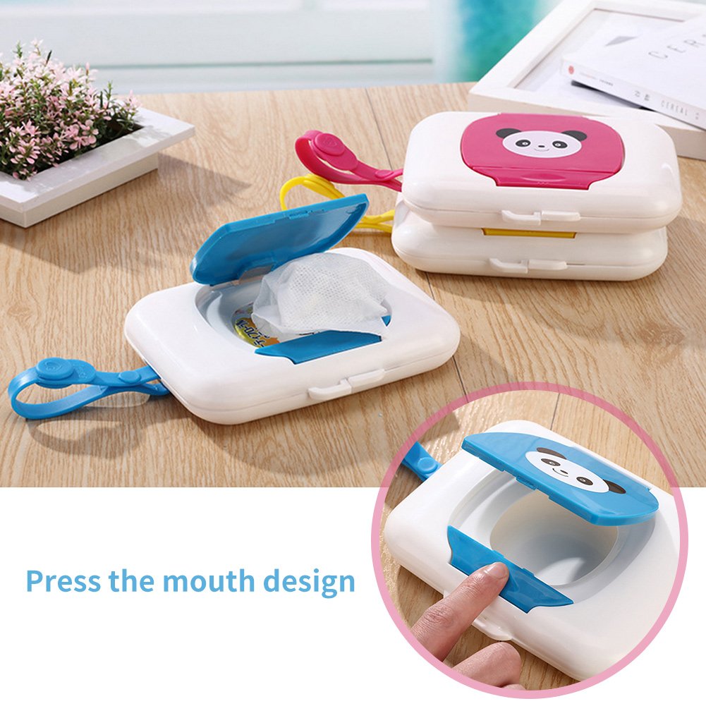 Wet Wipes Storage Box, Cute Baby Travel Wipe Case Child Wet Wipes Box Changing Dispenser Refillable Container for Home Bathroom Outdoor Storage Holder