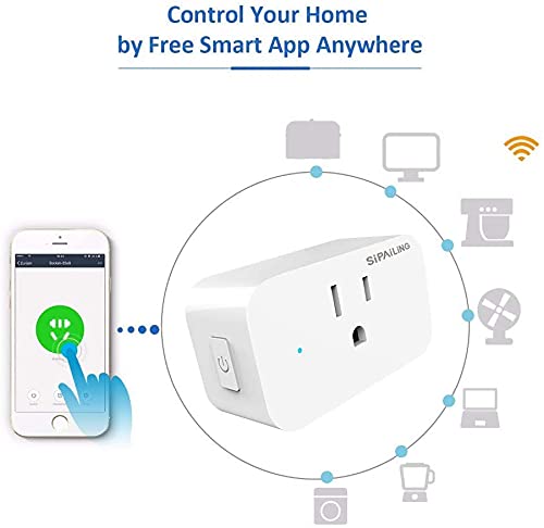 APP Updated SIPAILING 15A WiFi Smart Plugs Outlets, Mini Smart Socket Compatible with Alexa Echo Google Home, no hub Required -Timer Scene Setting Function(1pcs)
