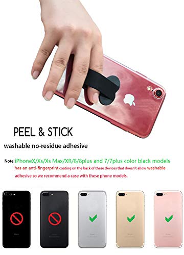 REINVENT EGO-Finger Strap Phone Holder - Cell Phone Grip Holds Device with just a Finger - Ultra Thin Anti-Slip Universal Cell Phone Grips Band Holder for Back of Phone - 2Pack(Black)