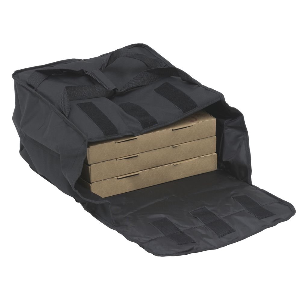 HUBERT Insulated Pizza Delivery Bag Black Nylon Side Loading g - 16" L x 16" W x 10" H