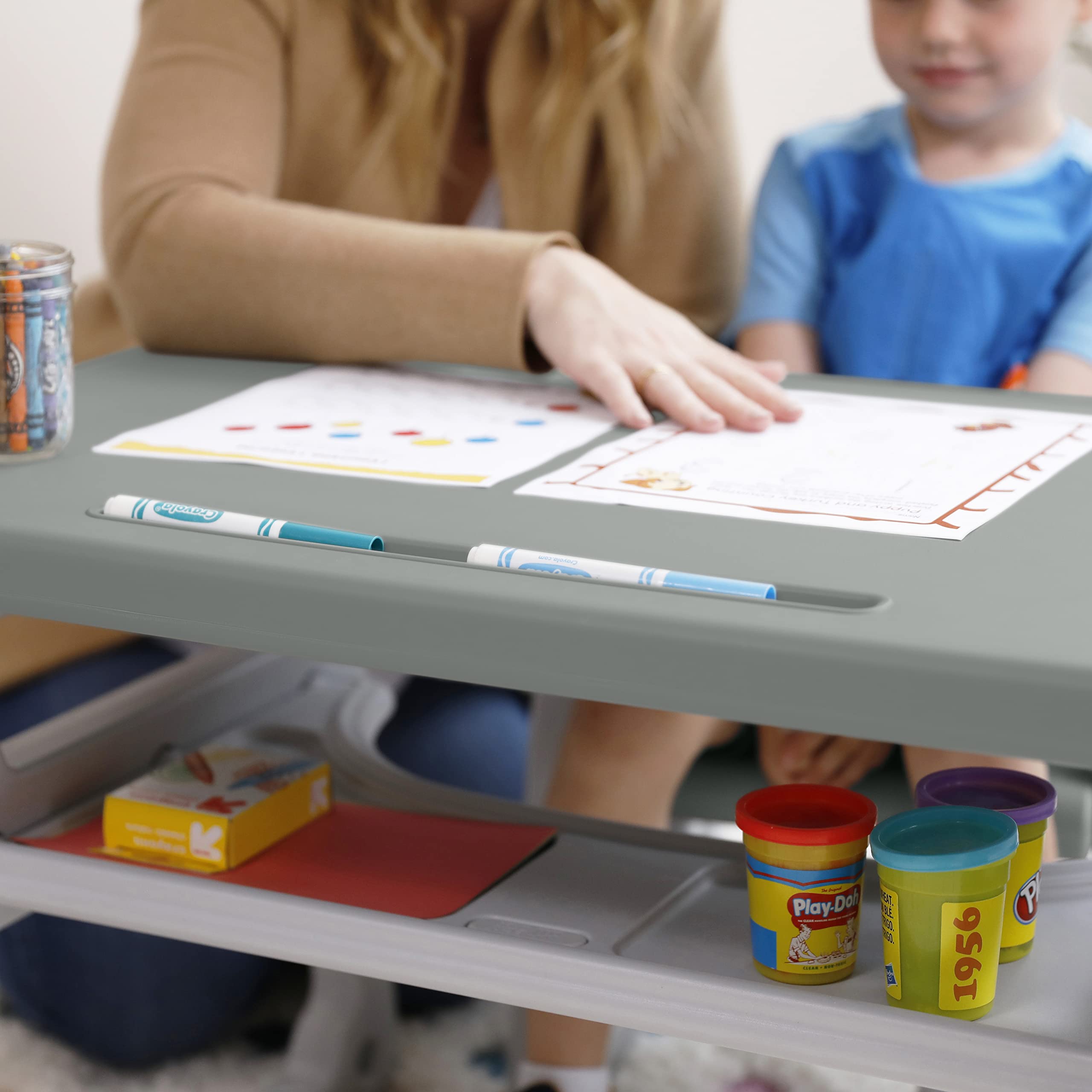 ECR4Kids Toddler Plus Desk and Chair, Kids Furniture, Grey/Light Grey