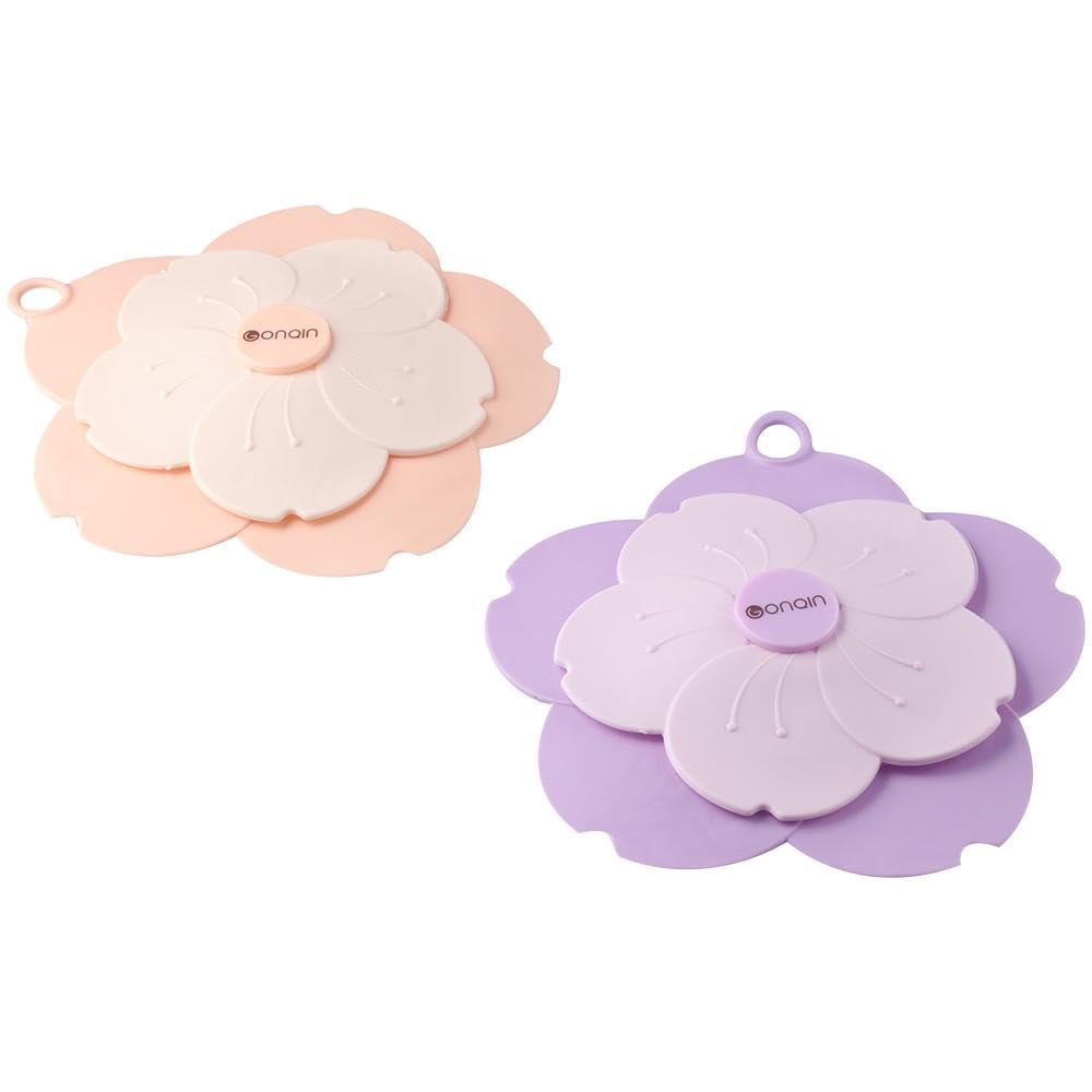 hobbyme 4 PCS Large Shower Drain Stopper, Flower Pattern Silicone Hair Catcher Bathtub Drain Stopper, 2 in 1 Press Kitchen Sink Strainers Protectors Cover, Upgrade Easy to Install