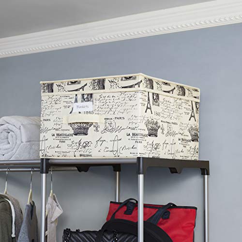 Home Basics Paris Collection Non-Woven Large Storage and Organization Box, Natural, (Jumbo Box)