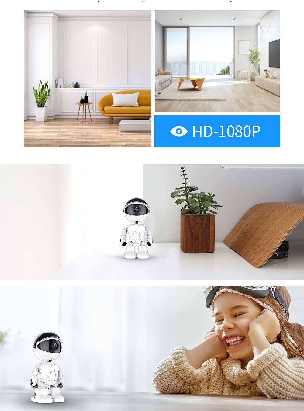 KuWFi Cloud Home Security IP Camera Robot Intelligent Auto Tracking Camera Wireless WiFi Baby Video Monitor Surveillance Camera 1080P