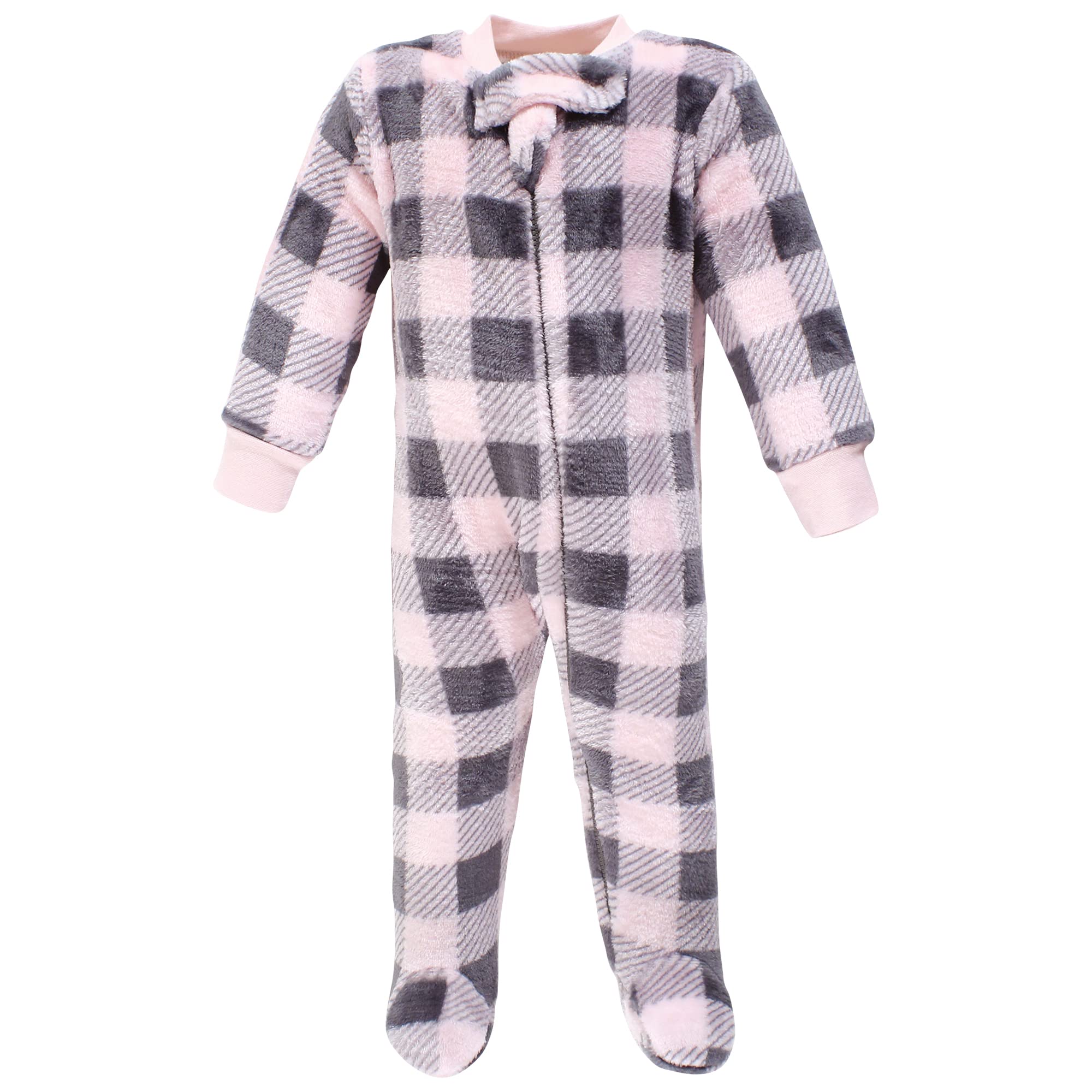 Hudson Baby Unisex Baby Plush Sleep and Play, Pink Moose, 6-9 Months