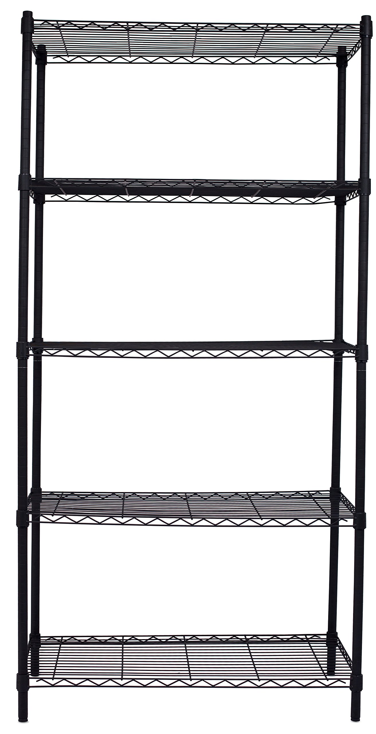 Internet's Best 5-Tier Wire Shelving - Flat Black - Heavy Duty Shelf - Wide Adjustable Rack Unit - Kitchen Storage